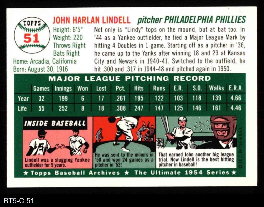1954 Topps REPRINT Philadelphia Phillies Team Set