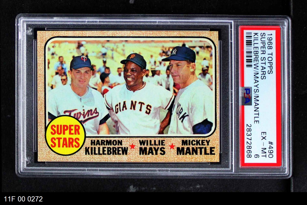 1968 Topps #490 Super Stars Mickey Mantle / Willie Mays / Harmon Killebrew