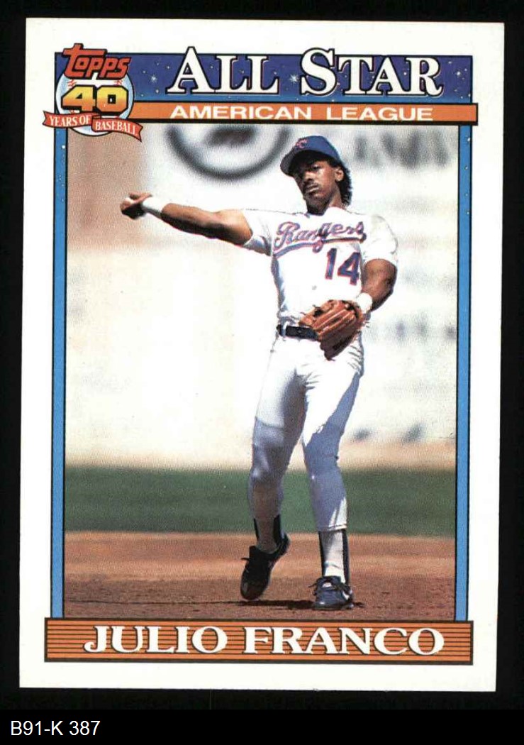 1991 Topps #387 All-Star Julio Franco