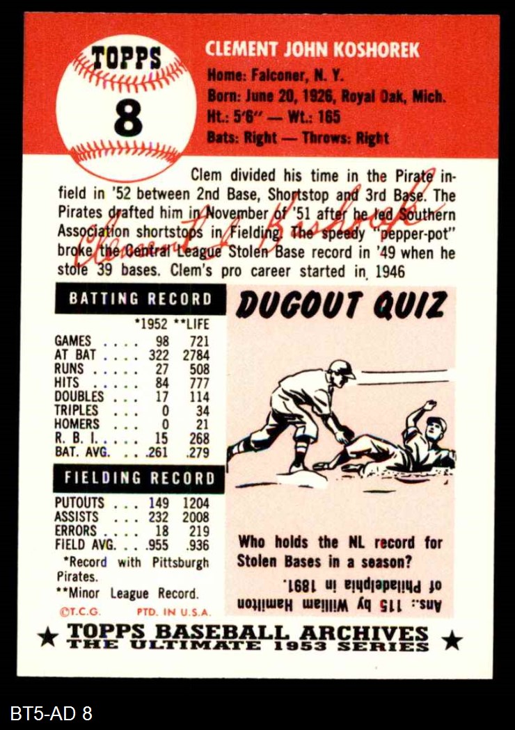 1953 Topps REPRINT Topps Baseball Archives Reprint Complete Set (In Binder)