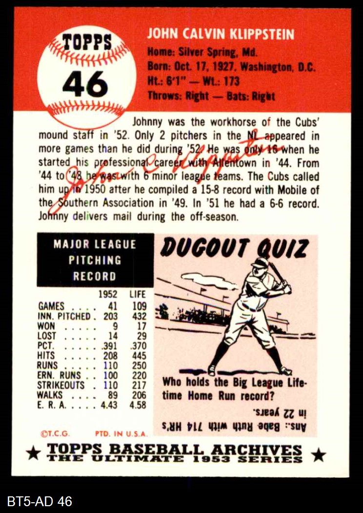 1953 Topps REPRINT Topps Baseball Archives Reprint Complete Set (In Binder)