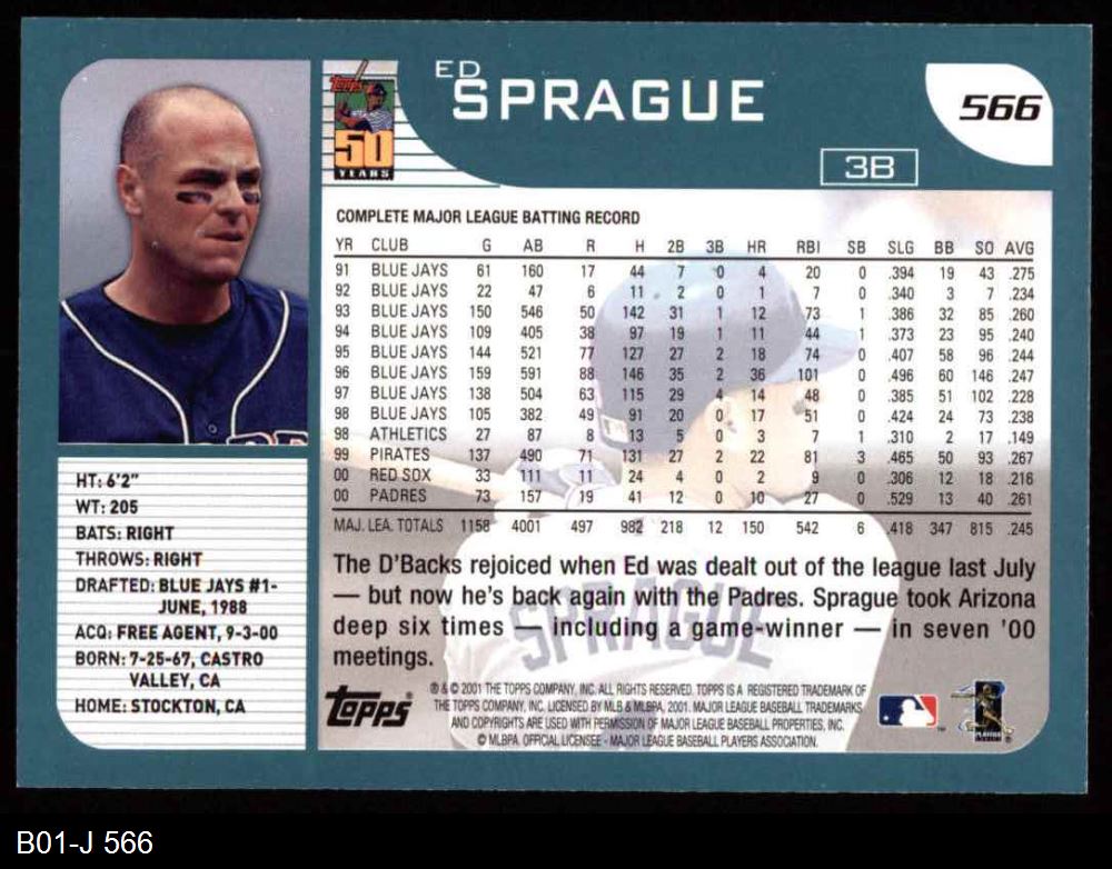 2001 Topps #566 Ed Sprague