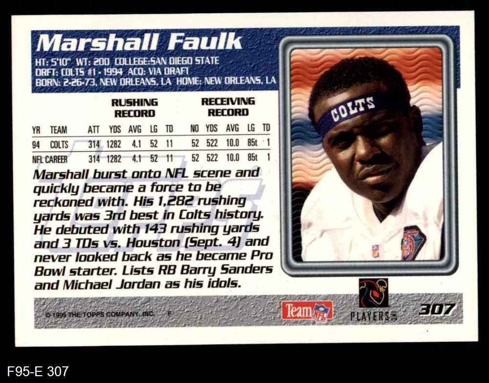 1995 Topps #307 Marshall Faulk 8 - NM/MT