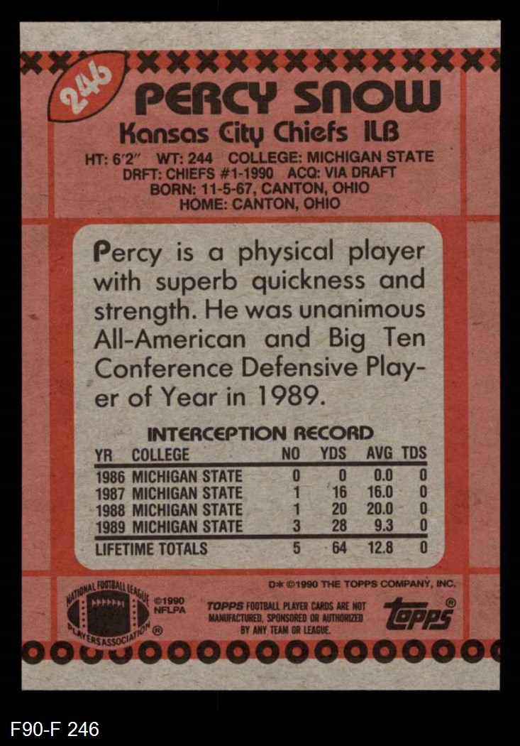 1990 Topps #246 Percy Snow