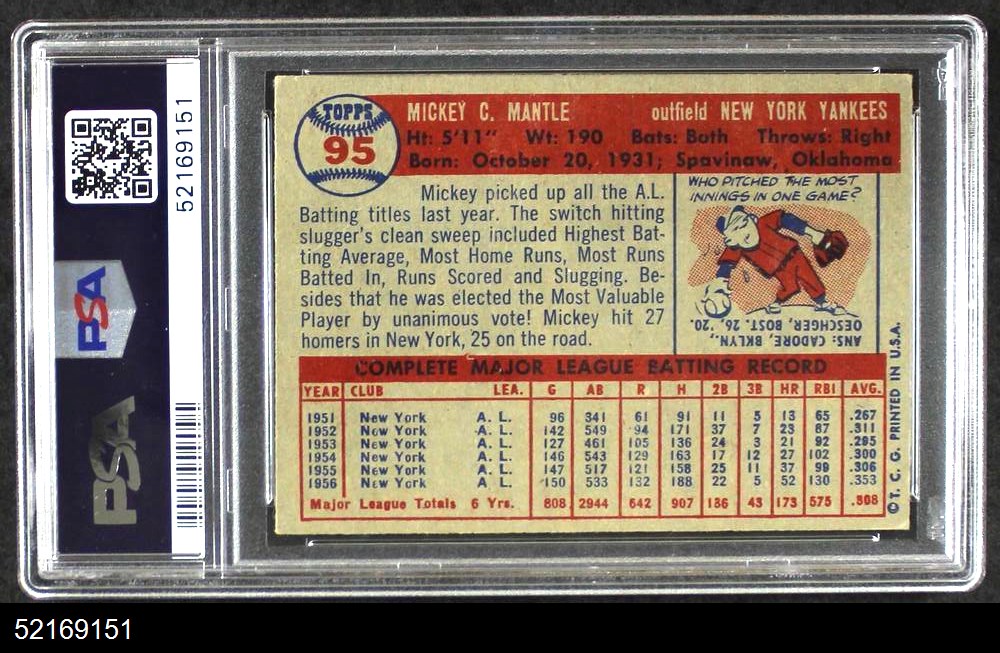 1957 Topps #95 Mickey Mantle