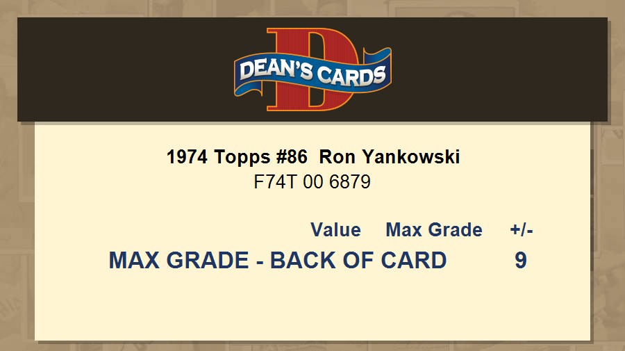 1974 Topps #86 Ron Yankowski
