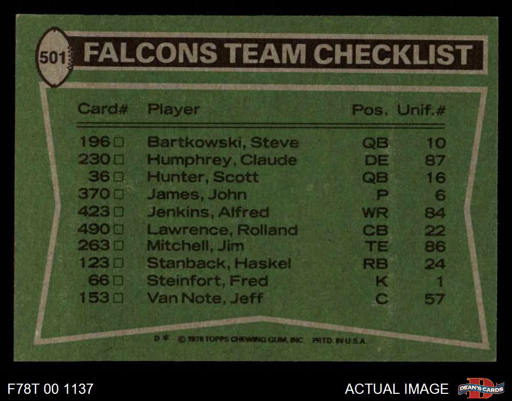 1978 Topps #501 - Haskel Stanback / Alfred Jenkins / Claude Humphrey ...