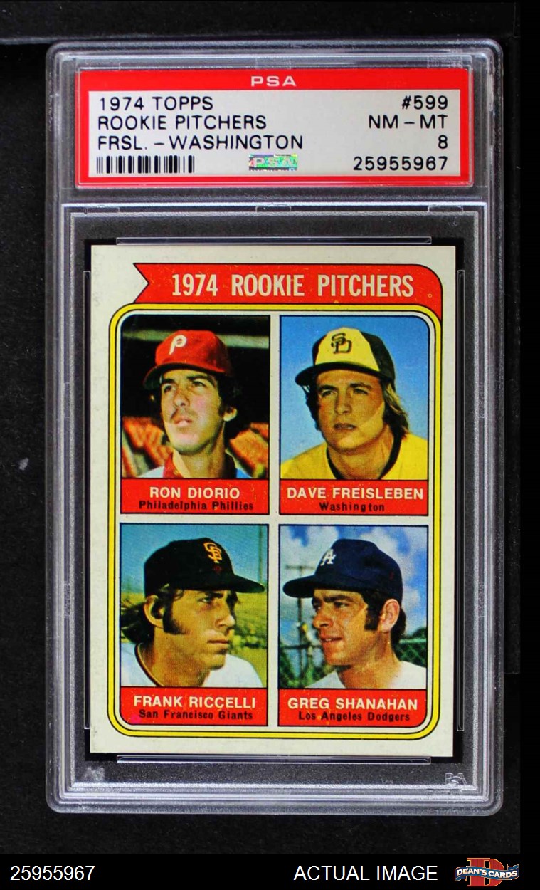 1974 Topps #599 Rookie Pitchers Dave Freisleben / Ron Diorio / Frank ...