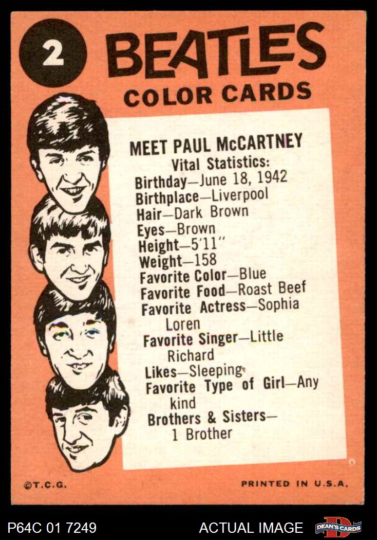 1964 Topps Beatles Color Complete Set - Premier