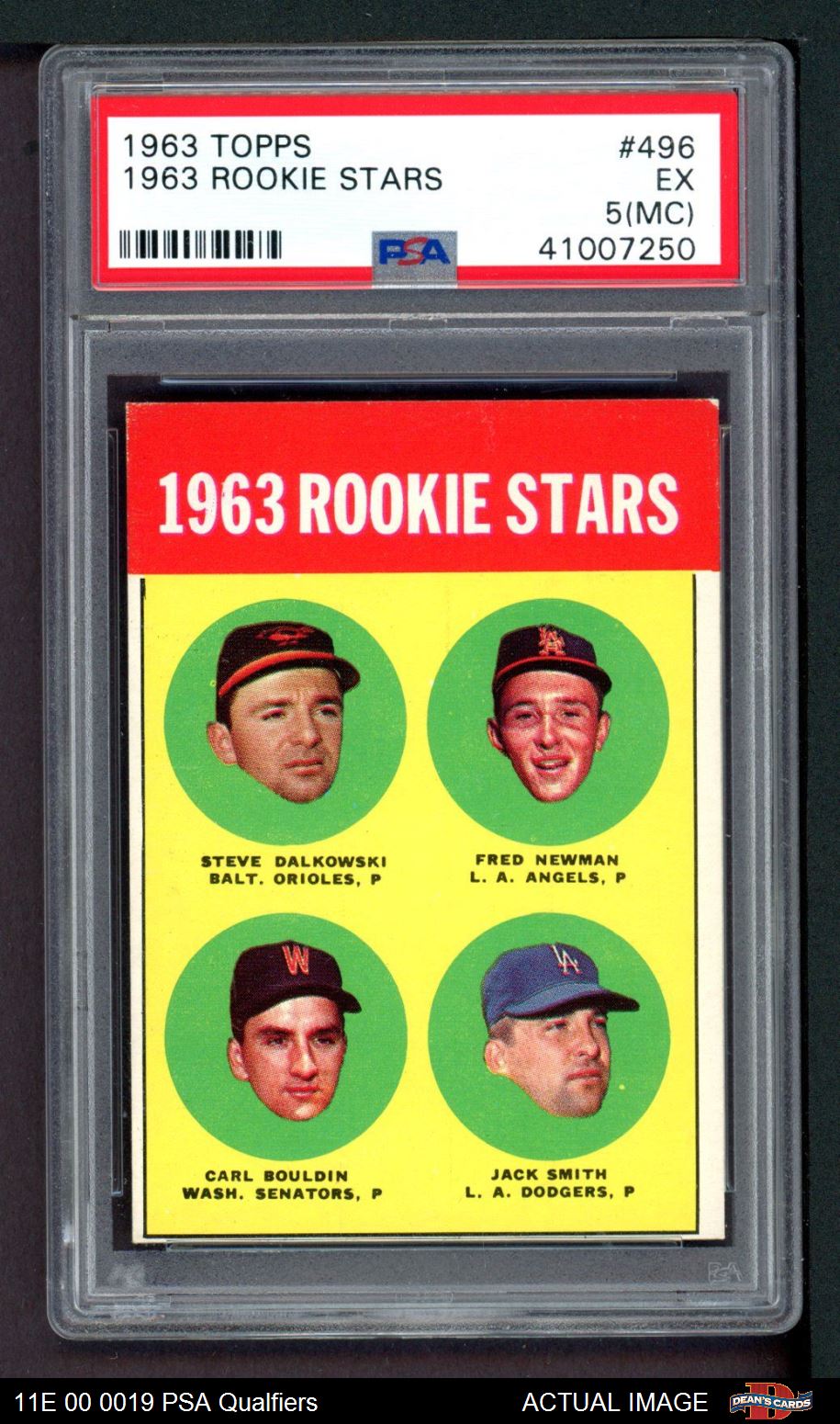 1963 Topps #496 Rookie Stars Steve Dalkowski / Jack Smith / Carl ...