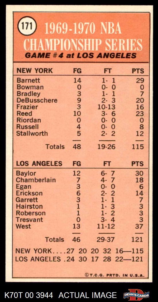 1970 Topps #171 1969-70 NBA Championship - Game 4 Jerry West