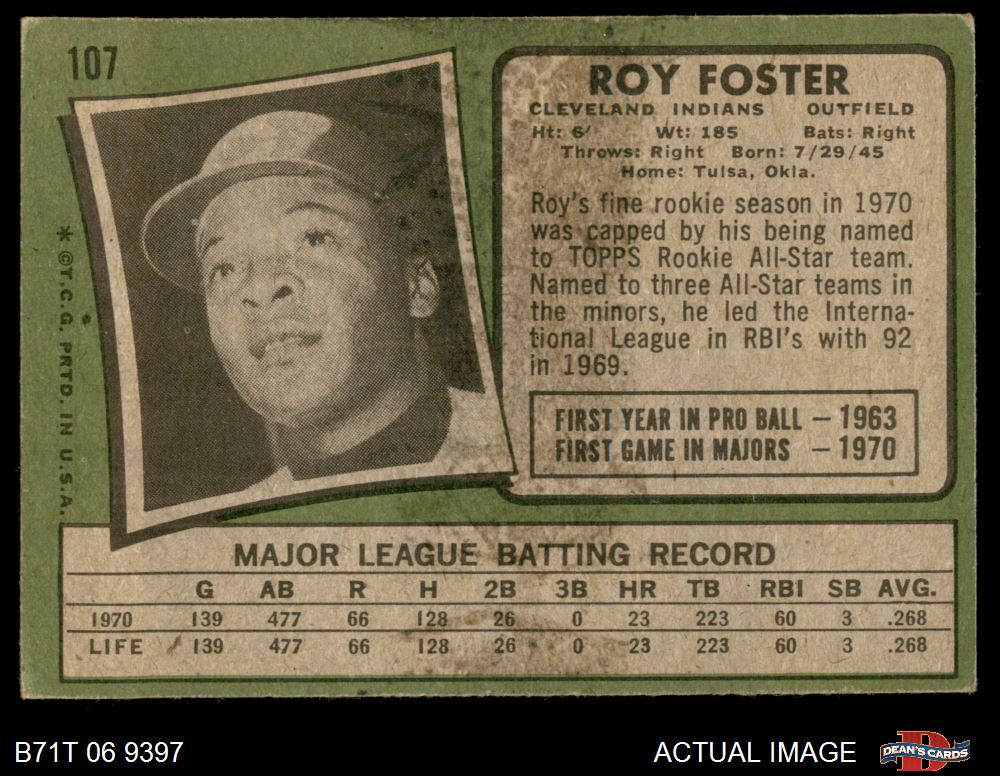 1971 Topps #107 Roy Foster 4.5 - VG/EX+