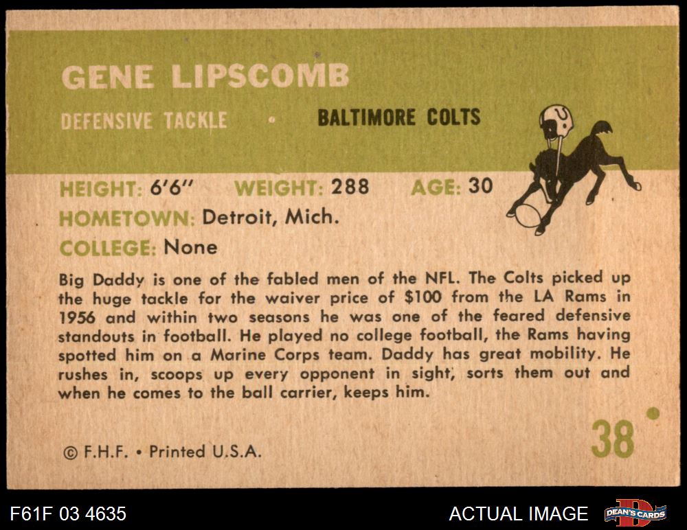 1961 Fleer #38 Gene Lipscomb