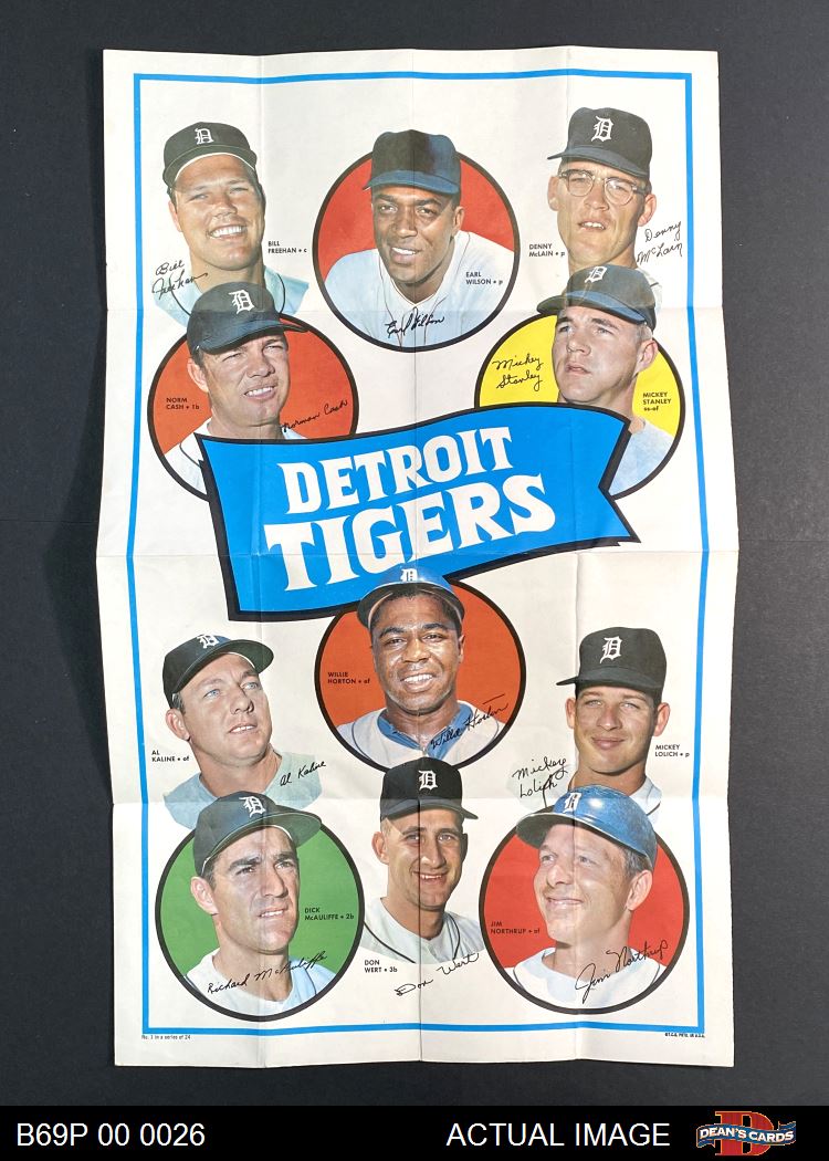 1969 Topps Team Poster #1 Detroit Tigers